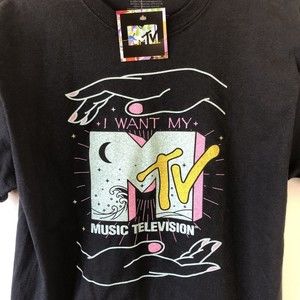 MTV | Tops | Mtv Graphic Tshirt Crewneck Short Sleeve Black I Want My ...